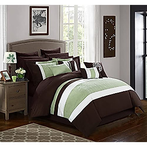 Chic Home Pisa 16 Piece Bed in a Bag Comforter Set, King, Brown,CS1131-AN