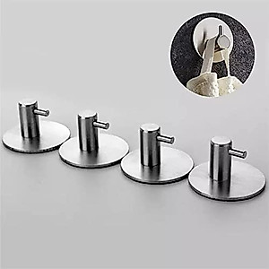 Sticky Round SUS304 Stainless Steel Round Hooks 4-Pack Can be Used on Walls in Kitche Bathroom Living Room Office etc Hanging Coat Hat Towel Robe Keys Clothe Towel Hooks (Black)