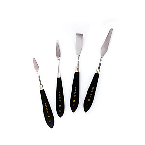 Altenew Mixed Media Palette Knife Set, 4 Stainless Steel Palette Knives with Wood Handles, Spatula Painting Knives with Flexible Different Sized Blades