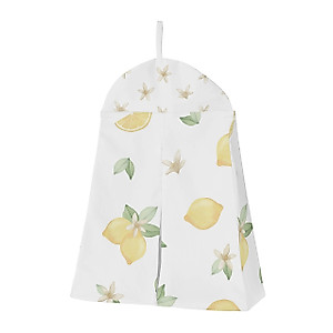 Sweet Jojo Designs Lemon Floral Baby Girl Nursery Crib Bedding Set - 4 pieces - Yellow Green Beige White Watercolor Boho Bohemian Farmhouse Fruit Flower Blossom Botanical Leaf Tassle