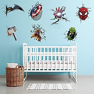 3D Wall Decals Poster for Kids, PVC Self-Adhesive Wall Decor Stickers for Boys Kids Bedroom Nursery Playroom