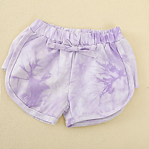 Aruzig Toddler Baby Girl Tie dye Outfit Kids Short SleeveT-Shirt and Shorts 2Pcs Summer Clothes Set for Girls (Purple White, 2-3T)