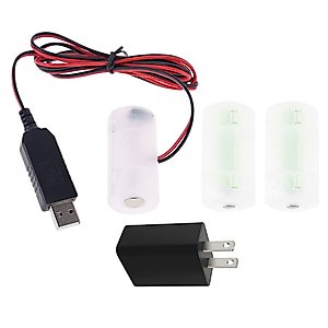 S-YUWEN Battery Eliminator US Plug USB Power Supply Adapter Replace 1-4pcs 1.5V LR14 C Battery Eliminator for Clocks Toys Lamps and More Electronic Devices Replacement C Cell Batteries