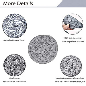 4 Pieces Coasters for Drinks Absorbent Handmade Braided Coaster Set 4.3 Inch Thicken Heat Insulation Coasters for Drinks (Grey)