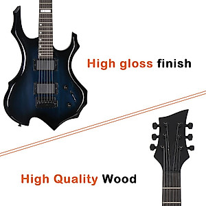 Ktaxon Flame Design Electric Guitar, 36-inch Beginner Electric Guitar Kit with 20 Watt AMP, Tremolo Bar, Portable Bag, Shoulder Strap, Cable & Wrench Tool (Blue)