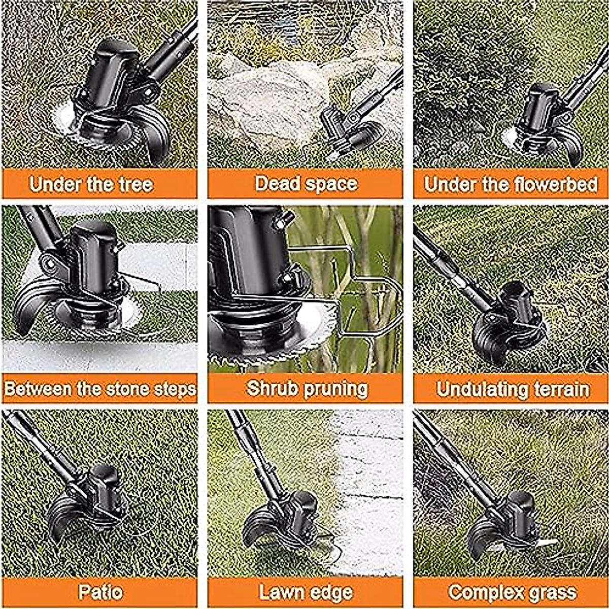 Lawn Mower, Power Electric Rechargeable Weeder with Hand Push 600W Adjustable Length 90-120CM Rotatable Machine Head for Home Small Garden