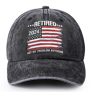 LAMCEPLU Retirement Gifts for Men, Retirement Hats 2024, Retirement Party Decorations, Adjustable Cotton Printed Baseball Cap (US, Alpha, One Size, Large, Standard, Grey)