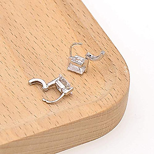 925 Sterling Silver Cubic Zirconia Princess Cut Huggie Earrings Studs