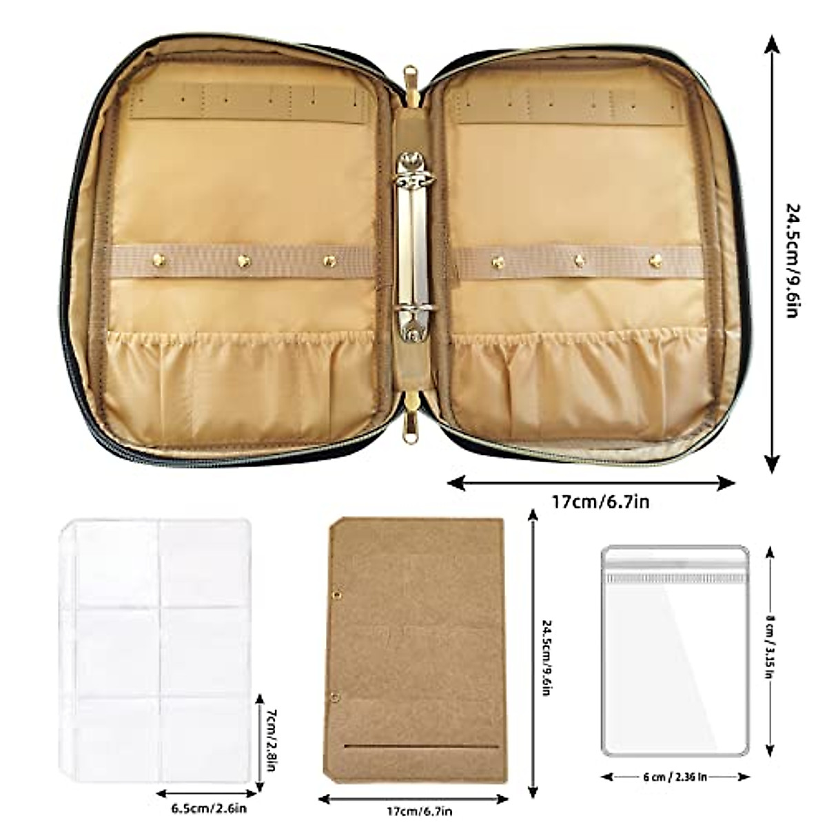 Nelonis Travel Jewelry Organizer Portable Jewelry Roll Transparent Jewelry Organizer Book Ring Binder Jewelry Bags, Earrings, Rings, Bracelets, Necklaces (Black)