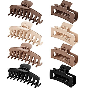 Vintage Matte Hair Claw Clips for Women and Girls - Strong Hold for Thick & Thin Hair (4pcs 4.3 Inch + 4pcs 3.54 Inch)