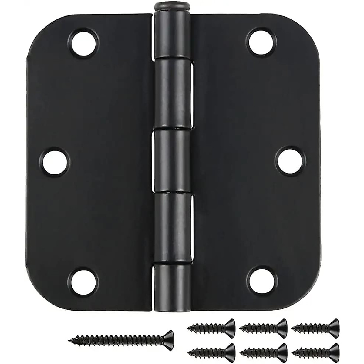 3 Pack Matte Black Door Hinges Black 3 1/2 Interior Door Hinges 3.5 Inch with 5/8” Radius Corners 3 ½"x 3 ½" Mat Black Hardware Controls JIW Garage Factory