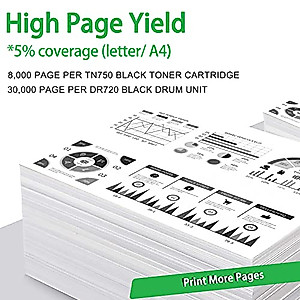 greencycle Compatible TN750 Toner Cartridge and DR720 Drum Unit Replacement for Brother HL-5450DN HL-5470DW HL-6180DWT MFC-8510DW MFC-8710DW MFC-8950DW DCP-8155DN Printer (2 Pack Toner,1 Pack Drum)