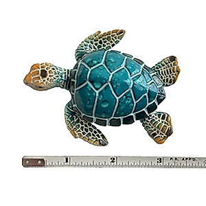 Blue Sea Turtle Fridge Magnet - Cute Coastal Beach House + Ocean Decor Magnet for Refrigerator or Metal Bulletin Board - 3 x 2 Inches, Turquoise