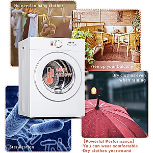 Euhomy Compact Laundry Dryer 1.8 cu.ft, Stainless Steel Clothes Dryers With Exhaust Pipe, Four-Function Portable Dryer For Apartments, Home, Dorm, White & BLACK+DECKER Small Portable Washer