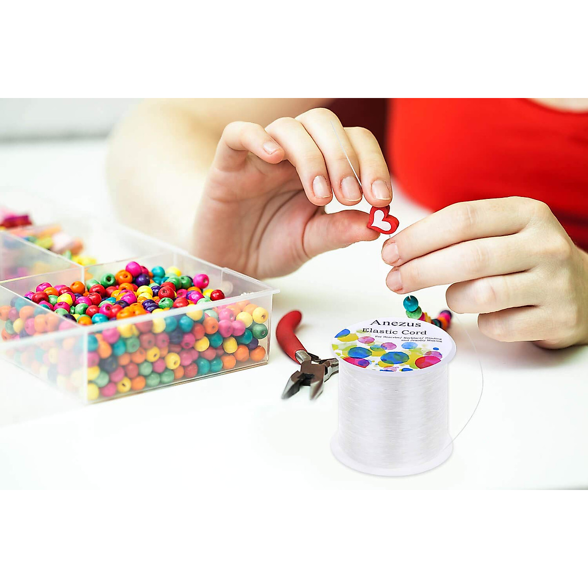 Elastic String for Bracelets, Anezus 0.7mm Elastic Bracelet String Beading String Jewelry String Stretch Cord for Bracelets, Jewelry Making, Beads