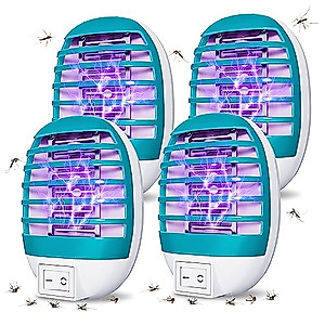 4 Pack Plug in Bug Zapper Indoor for Flying Insect Mosquito, Electronic Mosquito Zapper Gnat Traps with LED Light for Patio, Bedroom, Kitchen, Office