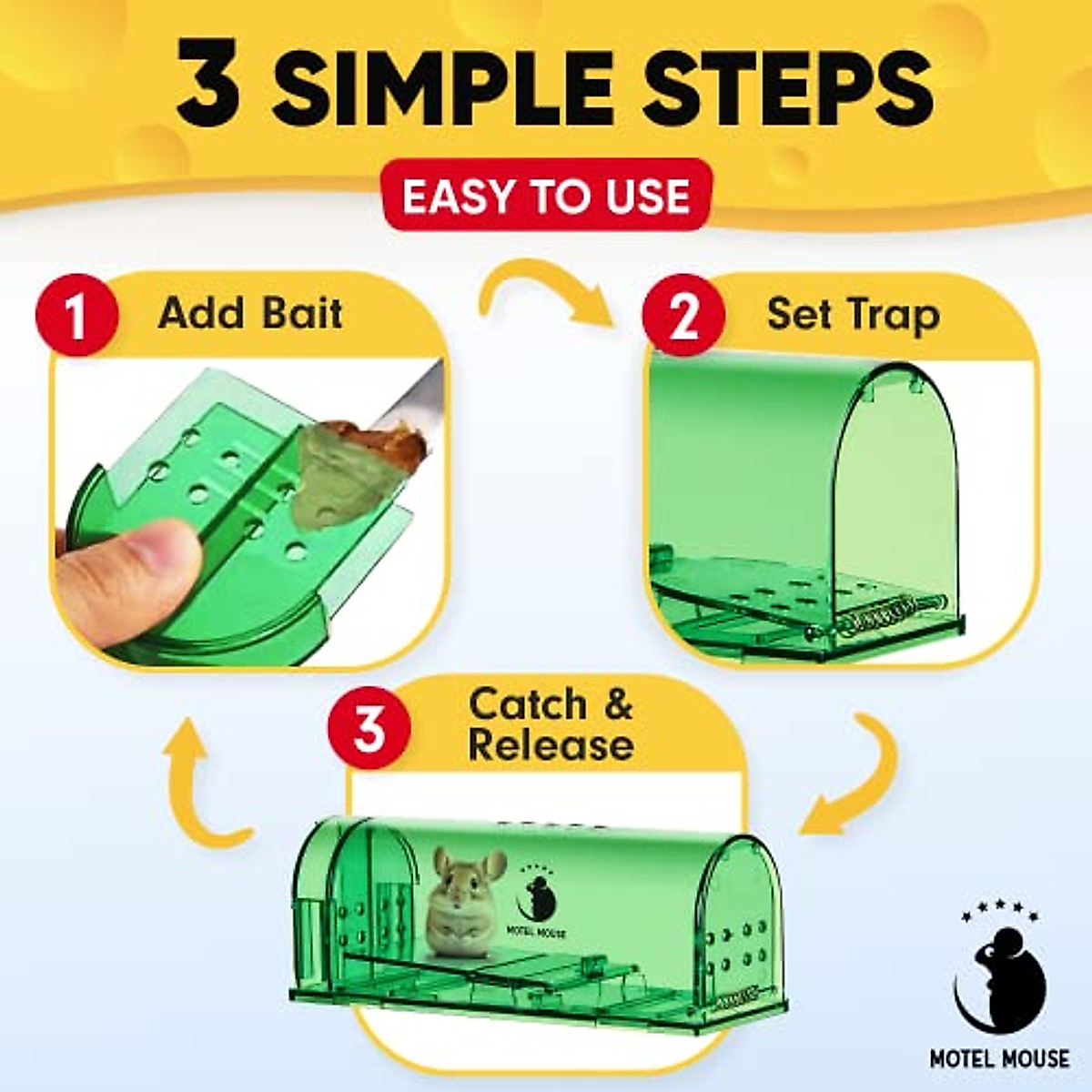 Humane Mouse Traps Indoor for Home Mice Traps for House Indoor No Kill Live Catch Mouse Trap Smart Traps That Work Animal Rodent Catch and Release Double Mousetraps Easy Set Reusable Hotel - 2 Pack