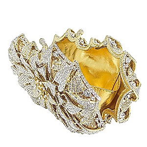 Boutique De FGG Elegant Flower Clutch Evening Bags for Women Wedding Party Crystal Purse and Handbags (Small,Gold&Silver)
