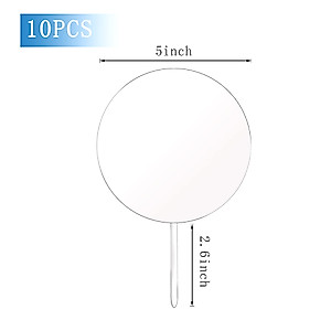 10 PCS 5 inch Acrylic Cake Toppers Blank DIY Birthday Cake Toppers for Wedding Engagement Birthday Party Graduation Anniversary Events Custom Printable Painted Cake Decorations
