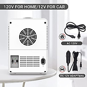 Living Enrichment Mini Fridge 4 Liter/6 Can Skincare Fridge, Cooler and Warmer Portable Small Refrigerator, AC Plug DC 12V Adapter, for Skincare, Medications, Bedroom, Travel Car, White