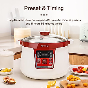 TIANJI Electric Stew Pot, Ceramic Pot for Soup, Desserts, Bird's Nest, Multiple ceramic liners, DGD32-32CG