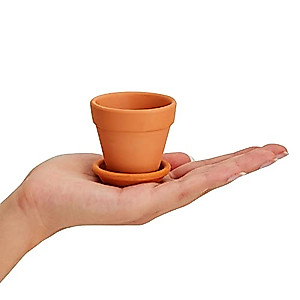 Juvale 2-Inch 16-Pack Small Terracotta Pots with Saucers and Drainage Hole, Paintable Pottery for Succulents, Plants, Flowers, Cactus, Garden Nursery, and Wedding Decor