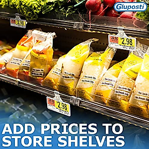 25 Clear Plastic Wire Shelf Label Holders for Adhesive Labels, Professional Display Retail Price Tag Ticket Hanger Clips, Snap On Pantry Sign Label Holder for Wire Shelves & Baskets (3" W x 1.25" H)