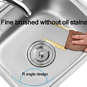 Yofsza Wall Mount Hand Basin, Stainless Steel Sink, Single Bowl Kitchen Sink, Handwashing Station Garden Sink, Outdoor Sink with Drainboard for Laundry, Restaurant, Kitchen, Bar, Cafeteria