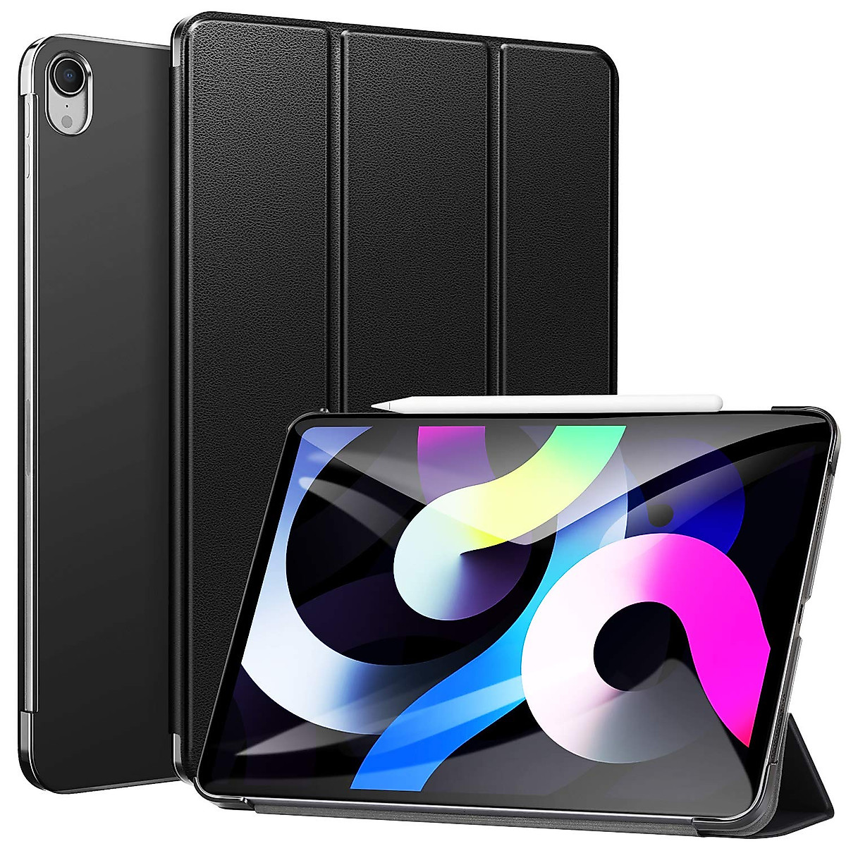 Ztotop Case for iPad Pro 11 Inch 2018 1st Generation iPad Air 4th Gen 10.9'' 2020 Lightweight Trifold Stand Cover with Rugged Translucent Back, Black