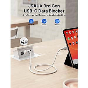 JSAUX USB Data Blocker, (4-Pack) USB-A Defender Only for Quick Charge, Protect Against Juice Jacking, Refuse Hacking Provide Safe Charging- Black