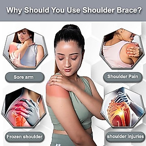 WC-Left Right Shoulder Immobilizer Arm Sling Elastic Brace for Clavicle Collar Bone Dislocation Subluxation Shoulder stabilizer Compression Brace After Rotator Cuff Surgery -Grey (Uni 30-41)Inch