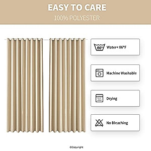 DIVA EN CAMINO DEC Waterproof Outdoor Curtain W105 x L95 - Grommet Top Sunlight Blocking Window Treatment Drapes Blackout Curtains for Home Bedroom Living Room Pergola Cabana Gazebo (Beige)