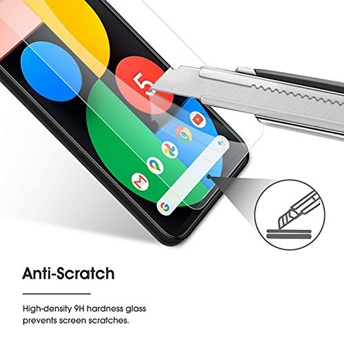 OMOTON [3 Pack] Screen Protector for Google Pixel 5 - Tempered Glass/Alignment Frame/Anti Scratch Screen Protector for Google Pixel 5