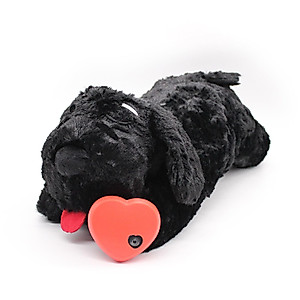 3T group Puppy Heartbeat Stuffed Animal for Dogs,Heartbeat Puppy Toy,Heartbeat Plush Dog Toys for Puppy Sleep Aid,Dog Heartbeat Toy for Anxiety Relief,Heartbeat Calming Pillow Puppy Toys(Black)