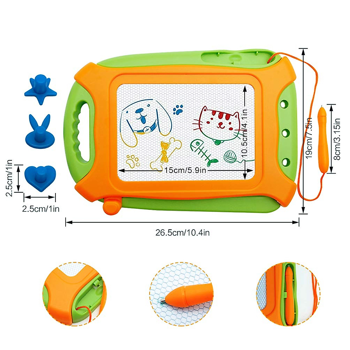 Wellchild Magnetic Drawing Board for Toddlers,Travel Size Toddlers Toys A Etch Toddler Sketch Colorful Erasable with One Carry Bag Magnet Pen and Three Stampers