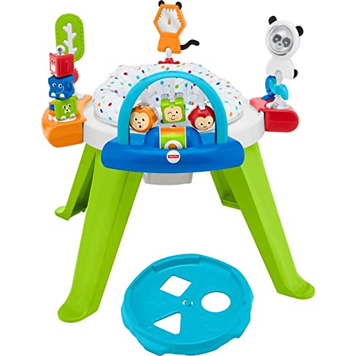 Fisher-Price Baby to Toddler Toy 3-In-1 Spin & Sort Activity Center and Play Table with Playmat and 10+ Activities, Retro Roar