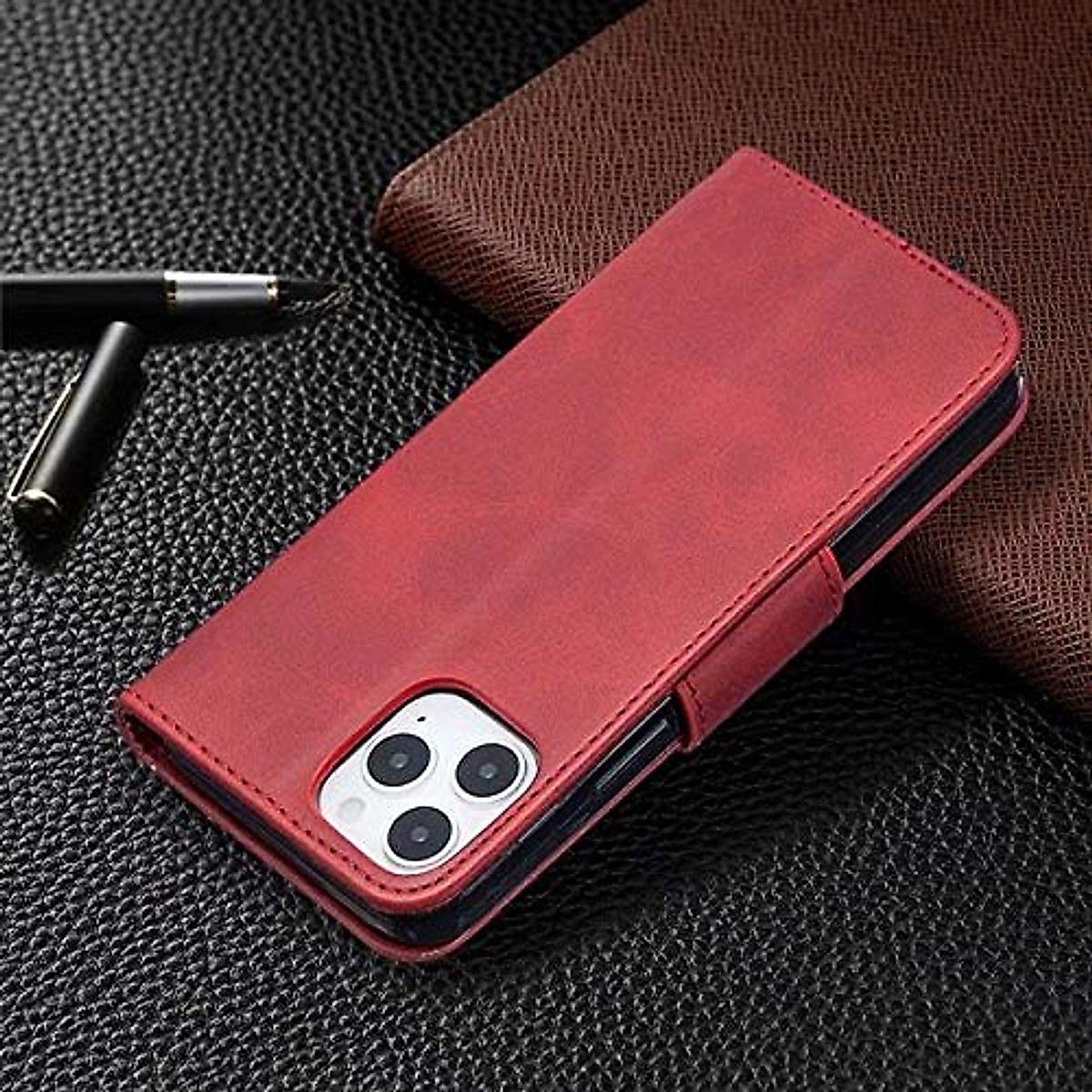 Glow Co., Ltd. iPhone 11 Pro Notebook Type Case with Strap, Red, Tempered Glass & Stylus Pen Included 406-2-02