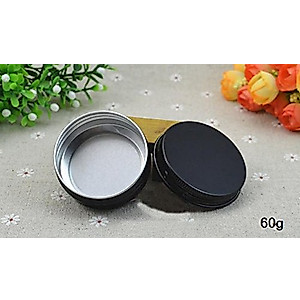 2 oz.Tins Black Aluminum Metal Tin Round Screw Top Lid Containers Jars Metal Storage Tin Jars for Lip Balm DIY Cosmetics Salves,2 Ounce/60 ML,12 Pack