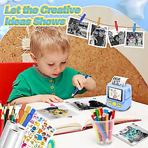 Instant Camera for Kids, 1080P Kids Camera Instant Print, 16x Digital Zoom, 2.4" Screen, 32GB Card, 3 Rolls of Print Paper, Digital Camera for Toddler with Storage Bag Ideal Toy for Girls Boys 3-12