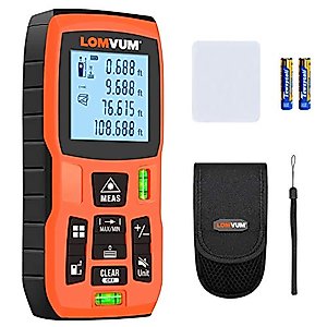 Laser Measure 165Ft - LOMVUM Laser Tape Measure Laser Measurement Tool with M/in/Ft Unit Switching, Backlit LCD, Pythagorean Mode, Measure Distance, Area and Volume - Carry Pouch and Battery Included