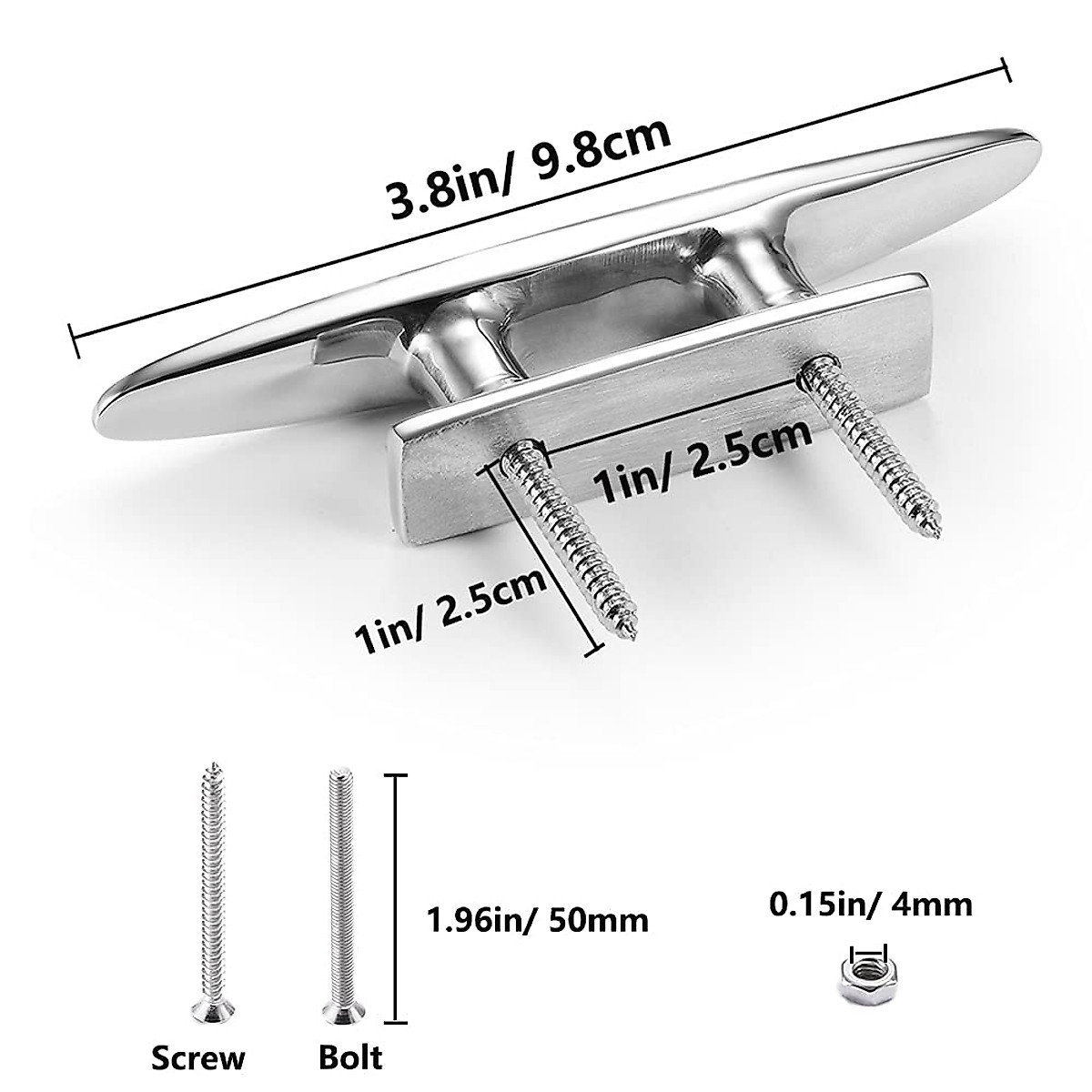 KAHACIYO Boat Cleat Open Base Boat Cleat 4 inch, Dock Cleat 316 Stainless Marine Grade Steel, Highly Polished Include Installation Accessories Screws
