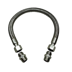 Industrial Grade Compressor Jumper Hose, 1/2" NPT Male x 20" Length, 750°F，450 PSI，Both Sides Fittings Rotate Freely，Flexible Whole body Stainless Steel Metal Hose