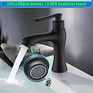 MOILINJAEY Faucet Aerator, 1.5 GPM Flow Restrictor Insert, Faucet Aerator Replacement Part for Bathroom or Kitchen Faucet Filter, Fits Male and Female Faucet Aerators with Washers (20 Pcs)
