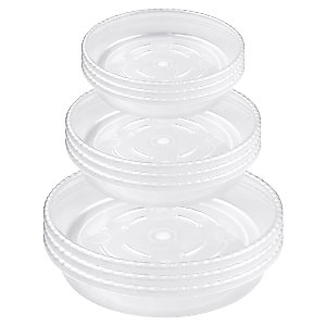 yuntop 9 Pack Clear Plastic Plant Saucer, Durable Plant Trays Flower Plant Pot Saucer Plant Container Accessories for Indoors & Outdoors, Stop Messes & Stains in Your Garden (6"+8"+10")