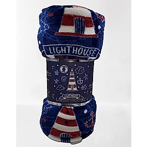 Summertime by The Shore by Décor&More Extra Soft Microplush Throw Blanket (50" x 60") - Lighthouse