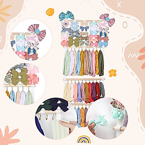 POVETIRE Baby Headbands Holder, Hair Bows Organizer for Baby Girls Hair Accessories Storage Hanging Display Stand for Wall Room Nursery Decor