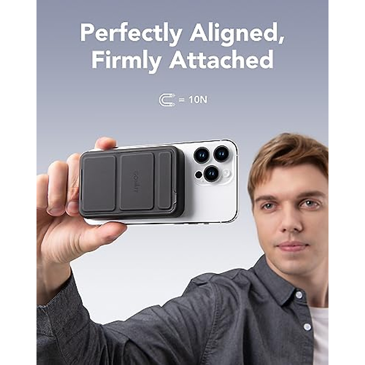 GOWATT Snap Power Bank, 10000mAh 20W MagSafe Compatible Battery Pack with a Foldable Stand, Fast Charging and Portable Magnetic Power Bank, Compatible for iPhone 12/13/14/15 Series, Black