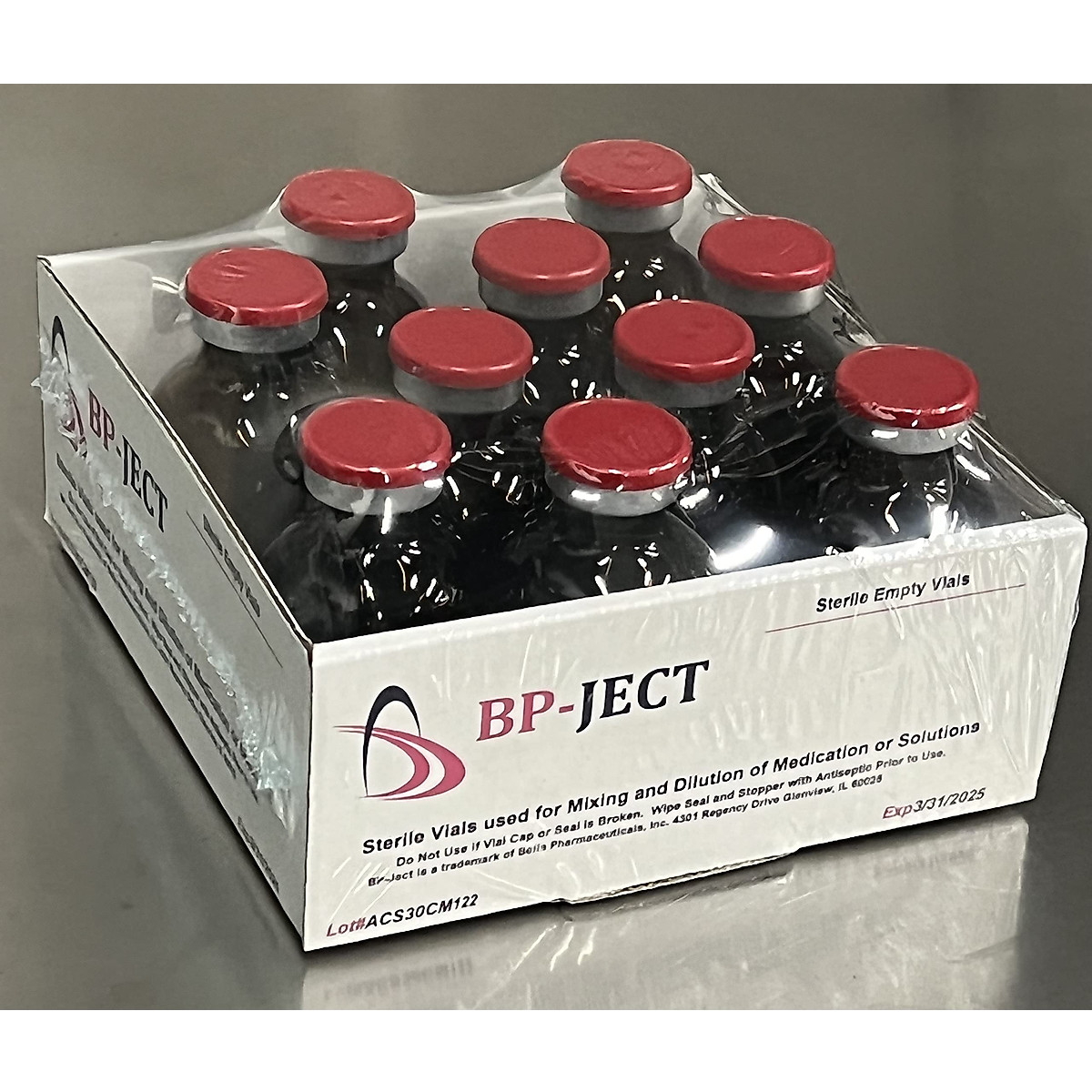 50ml Sterile Amber Vials 10pk Red Flip