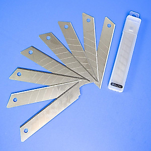 BAZIC 18mm Replacement Blade, Wider Utility Knife Cutter Blade, Tube Storage Box (8/Pack), 1-Pack