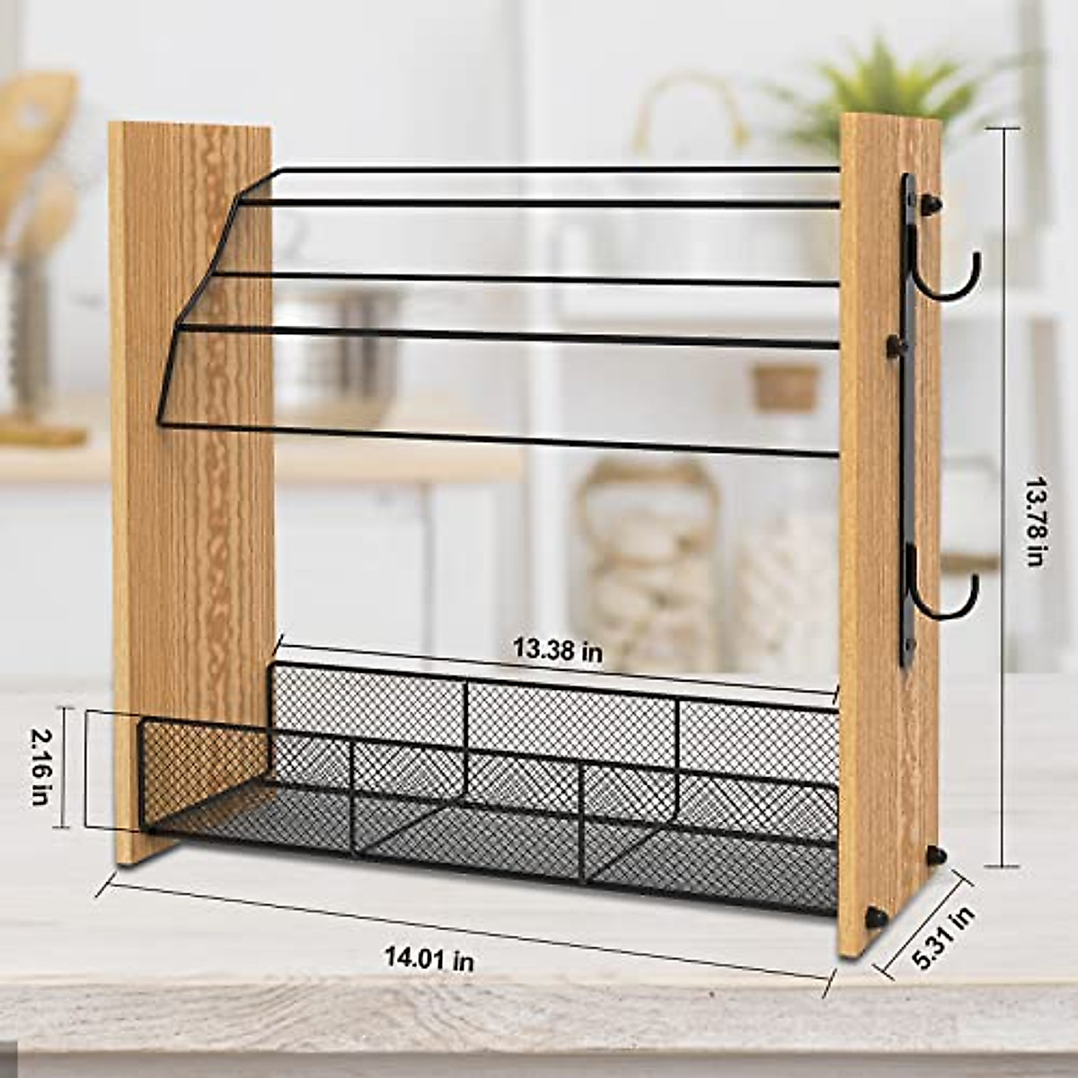 Mefirt K Cup Holder, Large Capacity Coffee Pod Holder Coffee Bar Accessories and Cup Storage Organizer, K Cup Holders for Counter Bamboo Coffee Station Organizer for Home, Kitchen, Office, Countertop